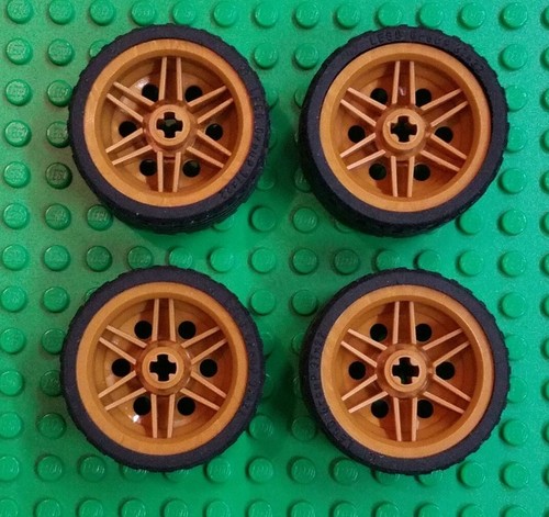 LEGO WHEEL & TIRE ASSEMBLY 56145c03 30.4mm x 20mm 37x22 ZR x4 GOLD ...