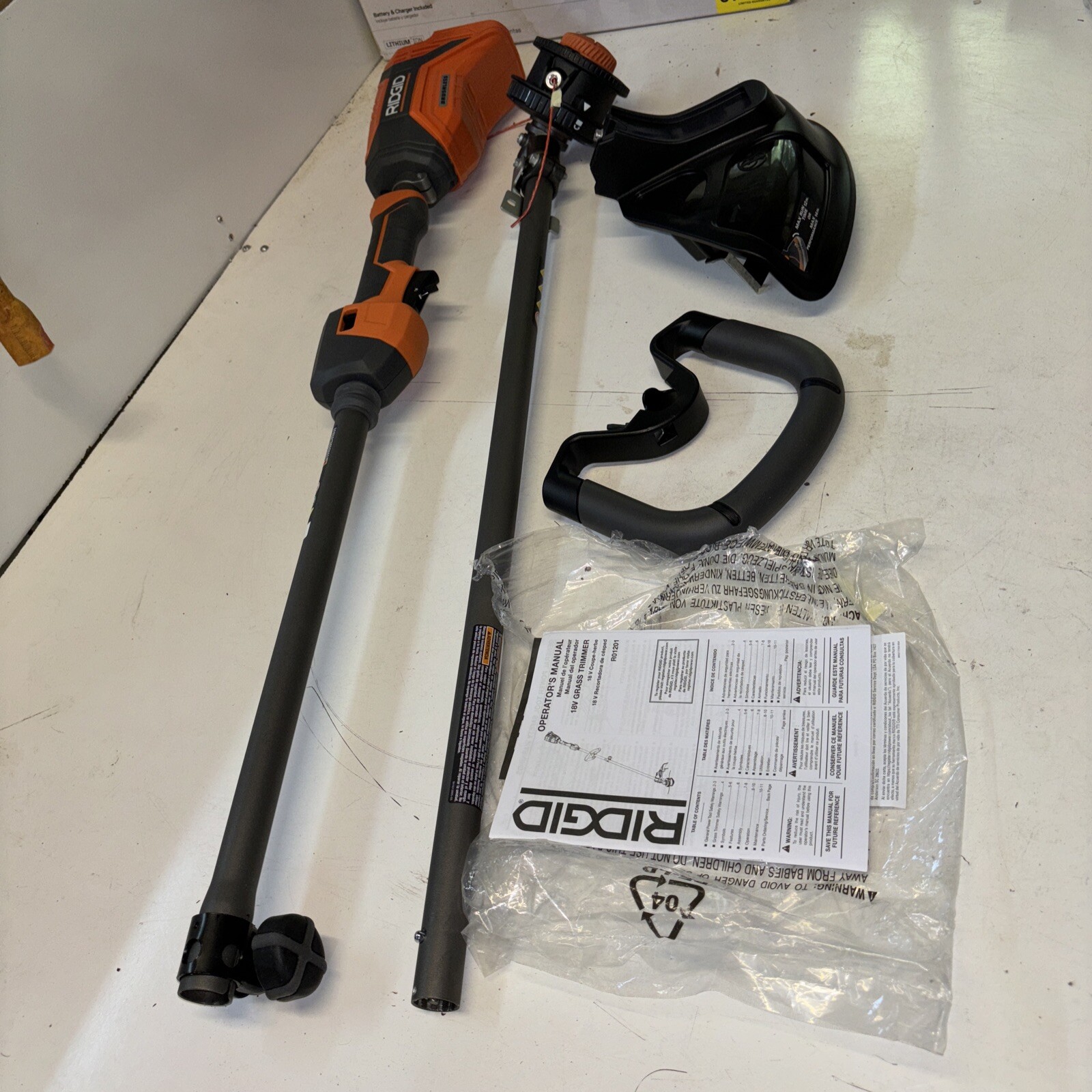 RIDGID String Trimmer 14" 18V Straight Shaft Variable Speed (Tool Only ...