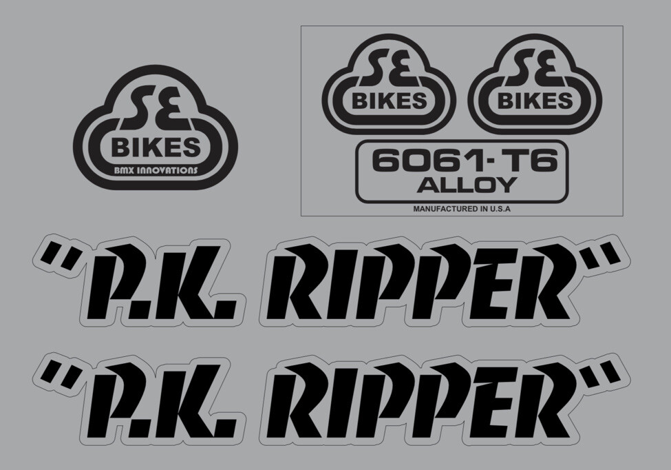 SE Racing PK ripper decal Set Black On Clear - Old school BMX | eBay UK