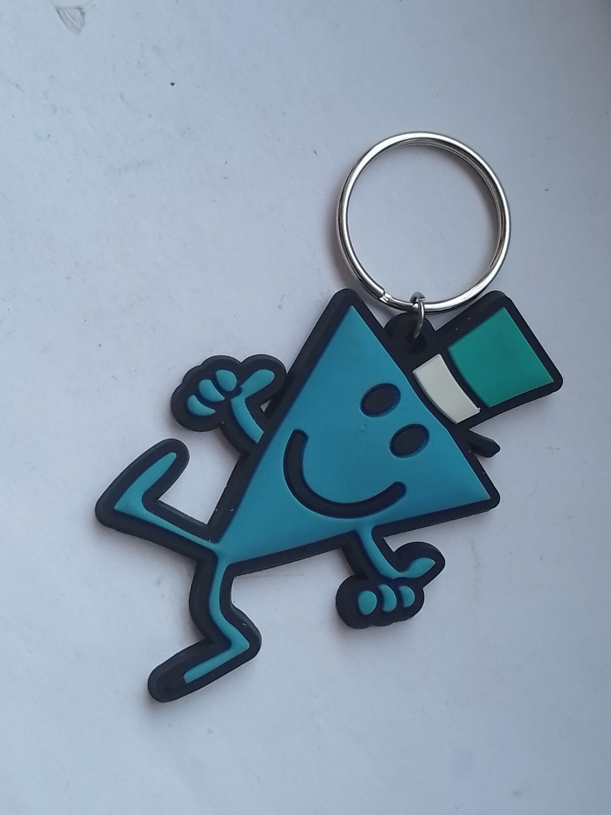 Vintage Retro Keyring Key RING plastic Mr Men Blue Triangle Man in Blue ...