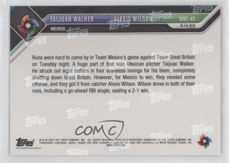 2023 Topps Now World Baseball Classic Blue /49 Taijuan Walker Alexis ...