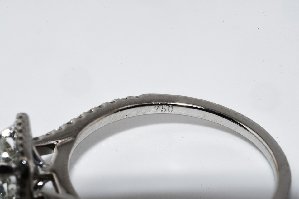 $6,000 18K Gold .75CT Natural Oval Cut Diamond Halo Engagement Ring ...