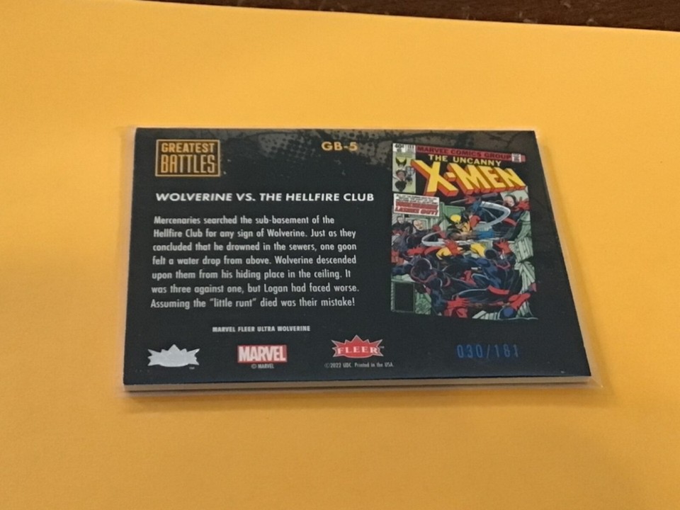 2023 FLEER ULTRA WOLVERINE Blue FOIL Greatest Battles Wolverine vs ...