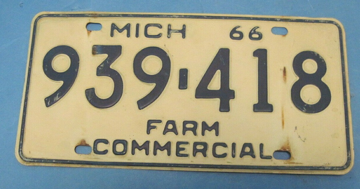1966 Michigan Farm Commercial license plate | eBay