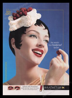 Max Factor 2000s Print Advertisement 2001 Cosmetic Lipfinity Foodproof ...