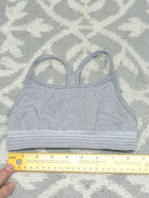 Athleta Girl Sports Bra XS/6 Gray Razorback Stretch Comfort Thin Strap ...