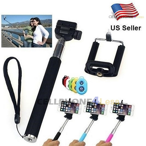 Bluetooth Shutter Extendable Handheld Selfie Stick For Samsung HTC Sony ...