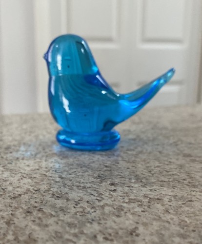 Vintage Fenton Blue Bird Of Happiness Art Glass Figurine Signed And ...