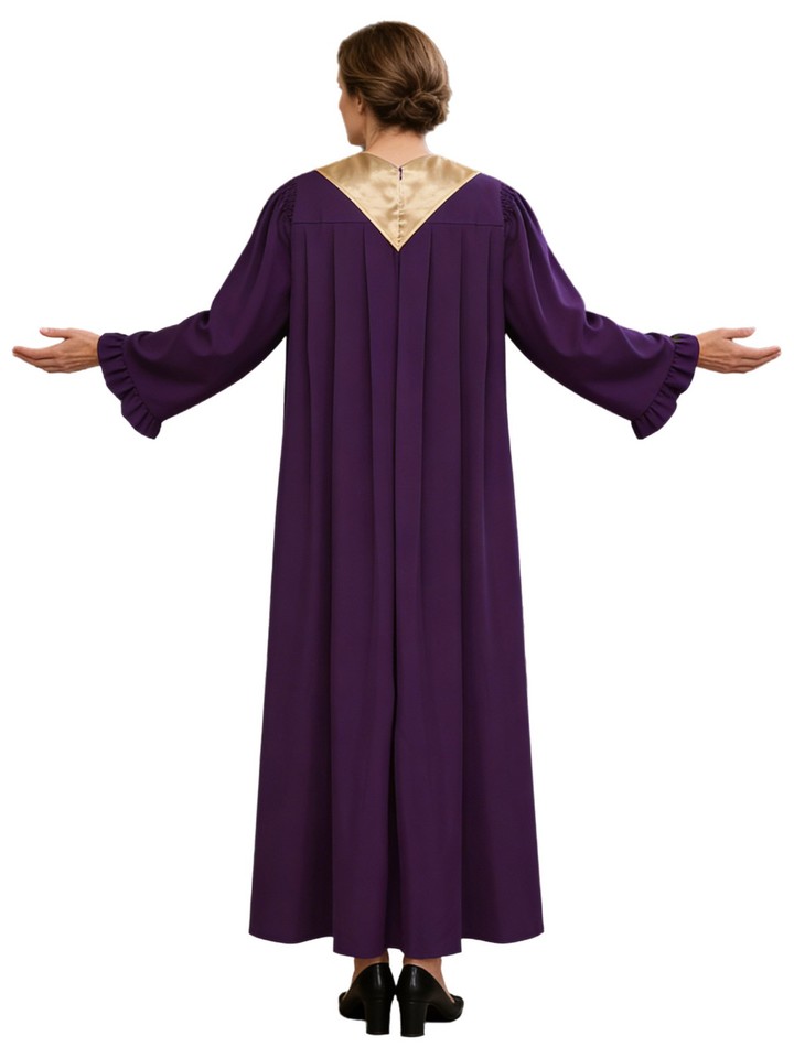 Womens Robe Color Block Long Robe Dance Costume Church Choir Event Gown ...