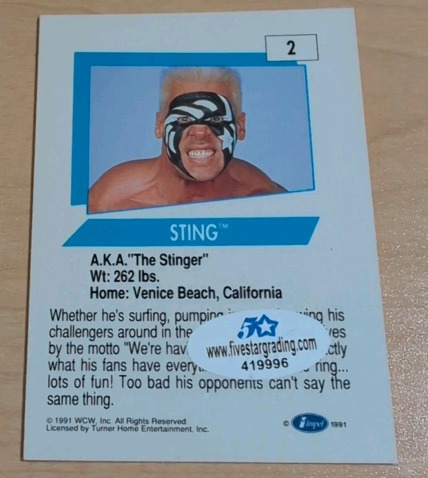 Sting 1991 Impel WCW Silver Ink Auto Autograph Hand Signed WWE Legend ...