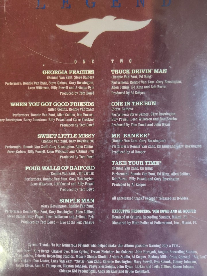 Lynyrd Skynyrd Legend LP Vinyl 1987 MCA Records Album MCA-42084 | eBay