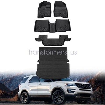 3D TPE Floor Mats / Trunk Cargo Liners For 2015-2019 Ford Explorer All ...