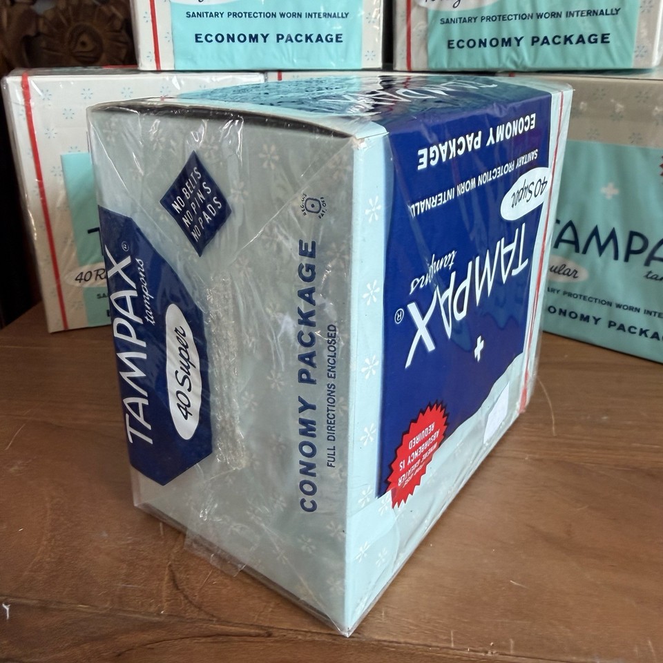 Lot Of 6 Vintage 60s TAMPAX Tampon Box 40 Count Cellophane Film Stage ...