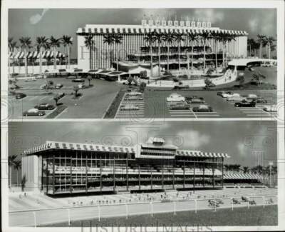 Press Photo Views of Pompano Track's parking lot and trotters on the ...