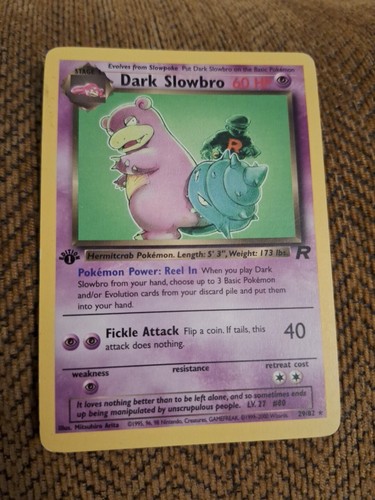 1st Edition Dark Slowbro 29/82 Team Rocket Set Rare Vintage Pokemon ...