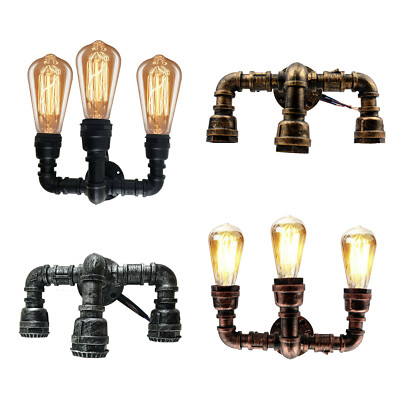 Industrial Wall Pipe Lamp Retro Light Steampunk Vintage Rustic Water ...