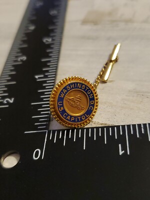 Vintage round gold tone Washington DC Souvenir Lapel Pin Capitol ...