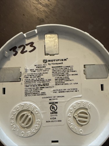 NOTIFIER FSCO-951 Fire Alarm Carbon Monoxide Detector See Description ...