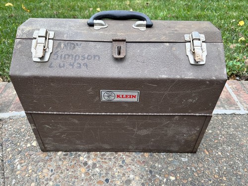 Vintage Klein Tool Box Large 18” X 13” X 10” Metal Electricians Toolbox ...