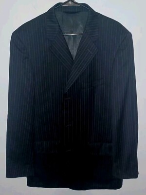 Baroni Suit Mens Super 150s Navy Blue With Blue Pin Stripe Jacket 44L ...