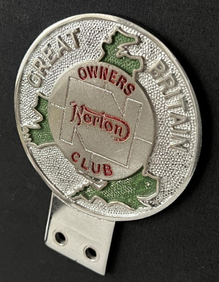NORTON OWNER CLUB MOTORCYCLE SIDE CAR BADGE VINTAGE EMBLEM INSIGNIA ...