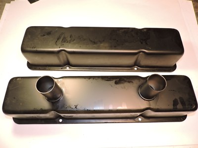 SBC stamped steel valve covers with dual stacks satin black NASCAR Hot ...
