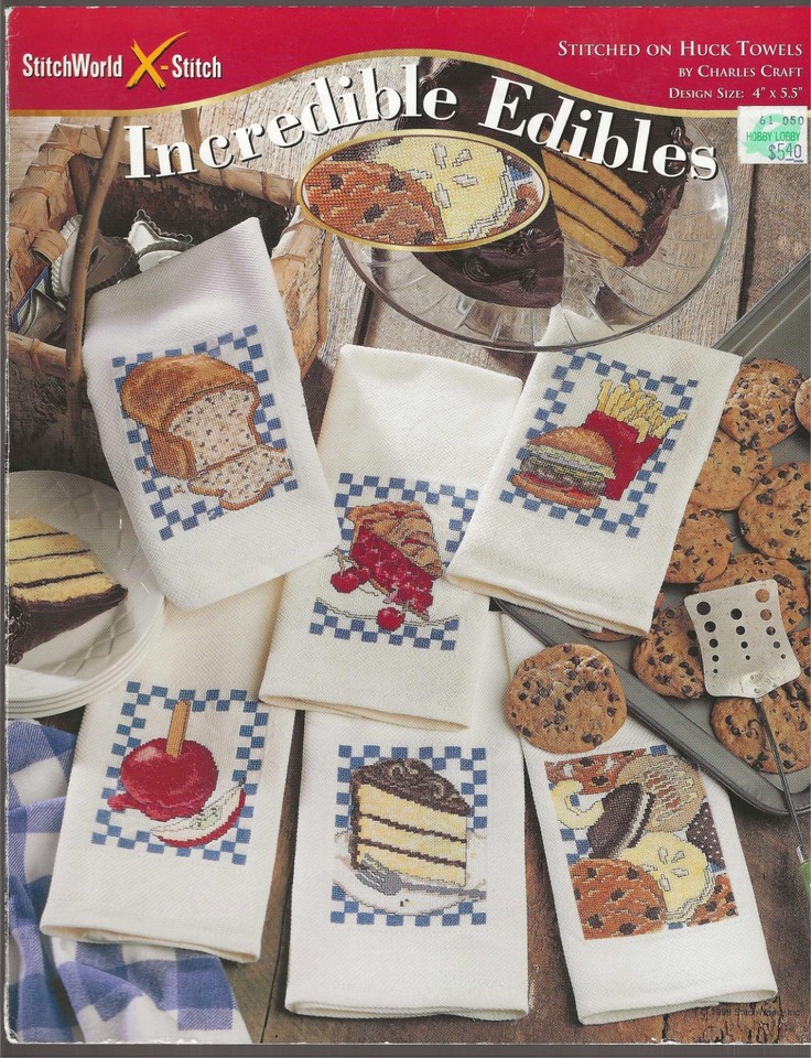 Lot of 2 StitchWorld X-stitch Cross Stitch Incredible Edibles Old ...