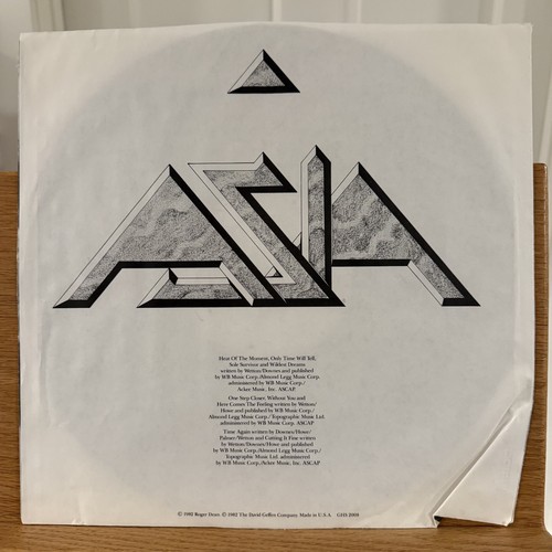Asia Self-Titled Debut LP Vinyl LP Geffen GHS 2008 Heat of the Moment ...