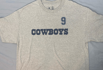 NFL Dallas Cowboys T Shirt Tony Romo Number 9 Gray NFL Brand Size Large ...