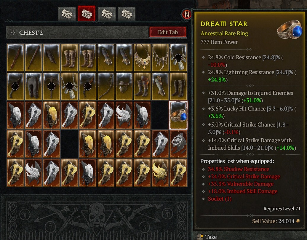 diablo 4 Ring Critical strike chance damage lucky hit injured enemies ...