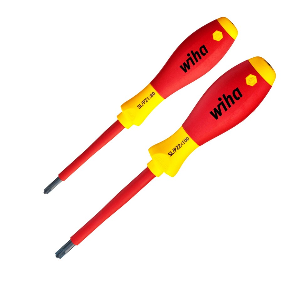 Wiha 2pc Xeno Pozidriv Terminal Screwdriver SL/PZ1 SL/PZ2 1000V VDE ...