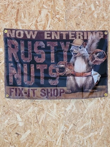 Drapeau "Rusty Nuts" Vintage 60x90cm - Idéal Déco Garage Loft ou autre ...