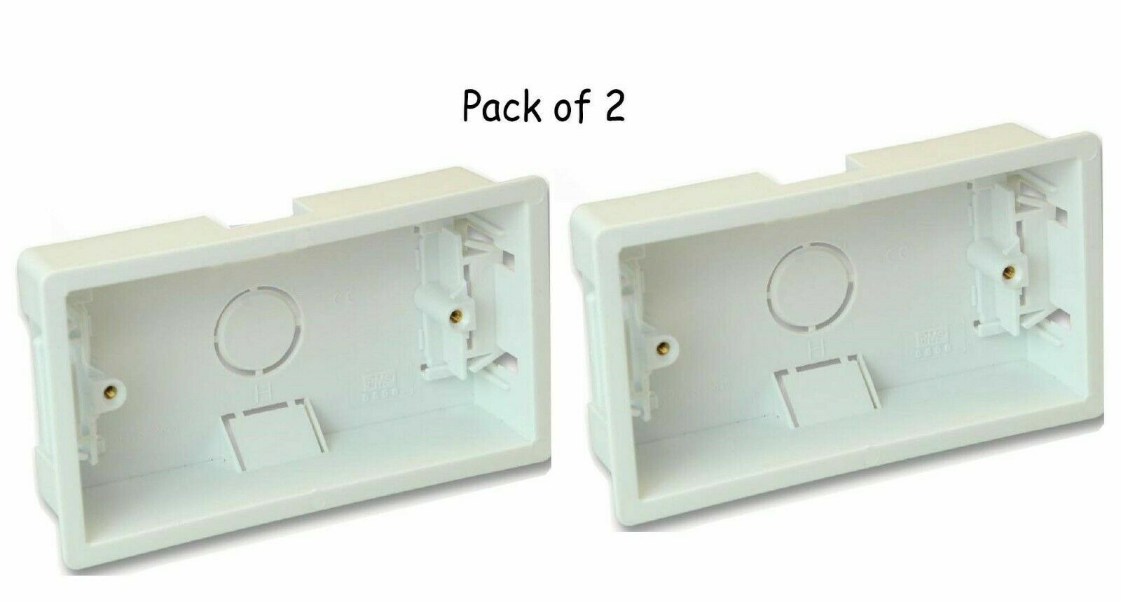 35mm Dry Lining Pattress Back Box Double 2 Gang White Wall Flush Mount ...