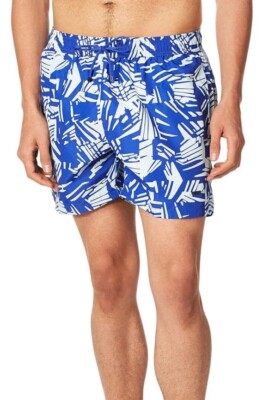 HUGO BOSS Blue Tropical Print Swim Trunks Swimsuit Mens Size X-Large ...
