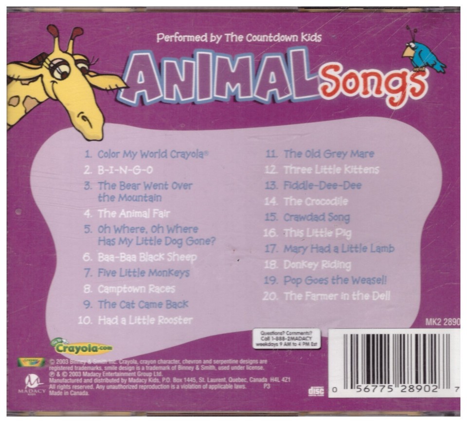Animal songs - crayola - Performed By the countdown Kids [Cd] 2003 ...