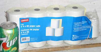 NEW STAPLES 2-PLY PAPER ROLLS 2-3/4" INCH x 85 FEET CANARY/WHITE OPEN ...