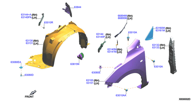 Genuine Nissan Bracket-front Fender Lower Left-hand F3161-5efma for ...