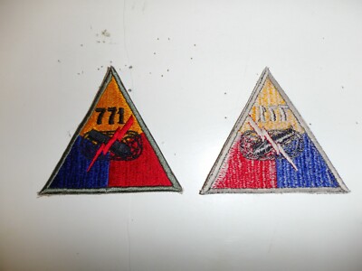 e4665 WW2 US Army Armored 771 Tank Battalion patch Triangle Division ...