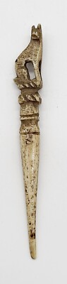 Antique Bone bodkin, sewing awl with Dog on top | eBay