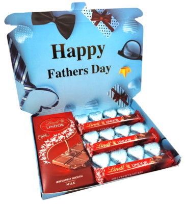 Happy Fathers Day Lindt Lindor Milk Chocolate Bars Hearts Gift Box ...