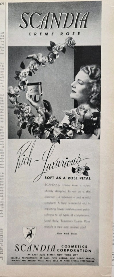 1946 Scandia Creme Rose Scan cosmetic vintage ad | eBay