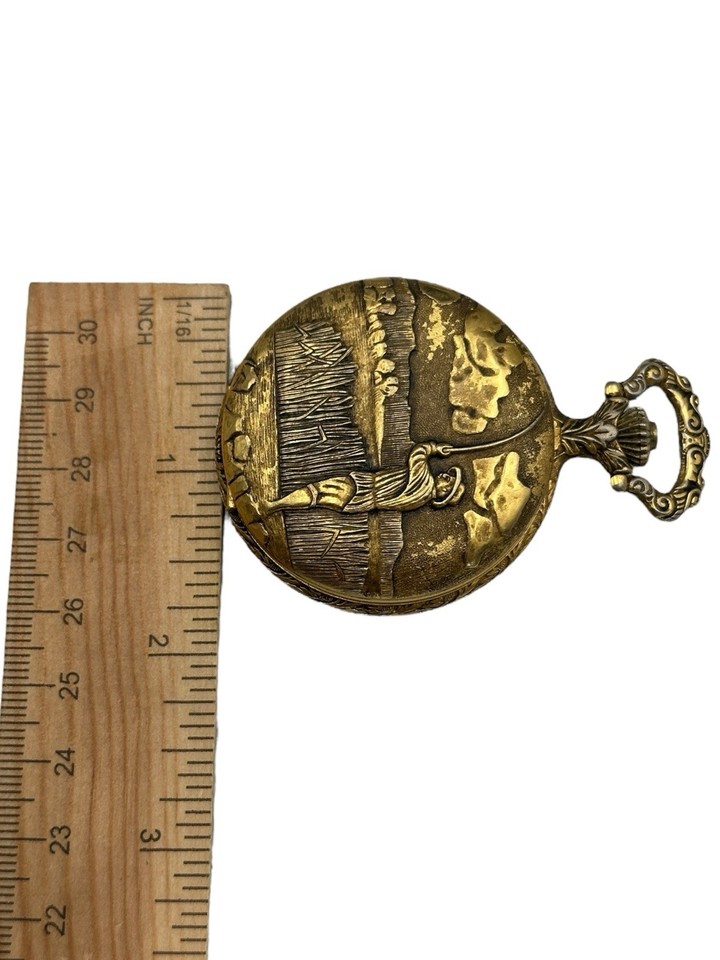 MARCEL Vintage 17 Jewels Mechanical Pocket Watch Gold Tone fishing ...
