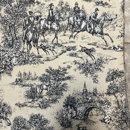 Vintage-Inspired Black & White Equestrian Toile Fabric "Toile de Jouy ...