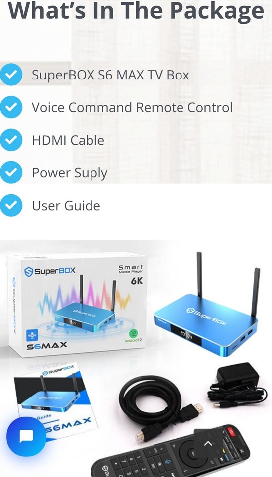 SuperBOX S6 Max Home/SuperBOX Live Stream Android TV 64GB Storage IPTV ...
