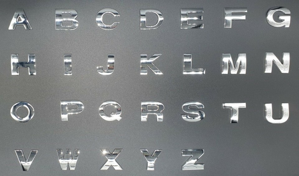 3D FULL Metal Chrome Self Adhesive Letters & Numbers Signs HOME CAR ...