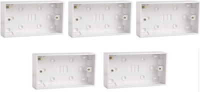5 x Surface Mounted Back Box 25mm Wall Pattress Double 2 Gang ...