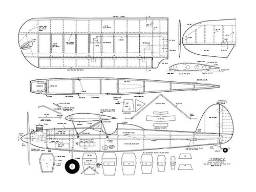 Cadet Sport Model 62" Wingspan RC Model Airplane Printed Plans ...