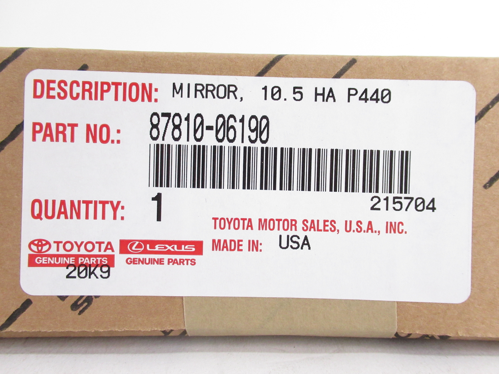 Genuine OEM Toyota 87810-06190 Rear View Mirror Inside 2018-2020 Camry ...