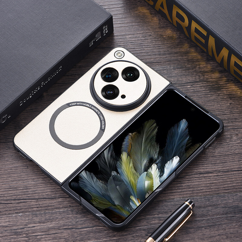 For OnePlus Open Luxury Plain Leather Shockproof Magsafe Ultra Thin ...