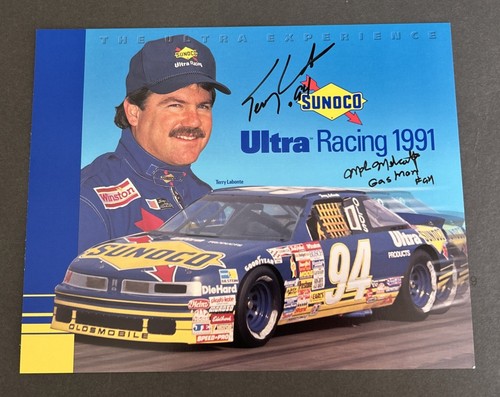 1991 TERRY LABONTE Signed 8x10 Sunoco Racing #94 Oldsmobile Hero Promo ...